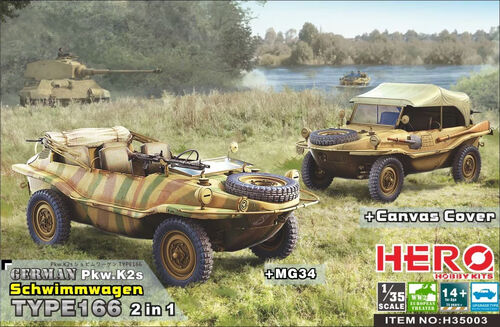 Hero H35003 Schwimmwagen Type 166 with MG34 and Canvas Covering