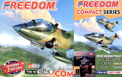 NEW! Freedom Model Kits 162716SP Lockheed R/F104 G & T/F104B - ROCAF Alishan Project (Compact Series / 2 Full Kits + BQ02 Wolf Pilot)