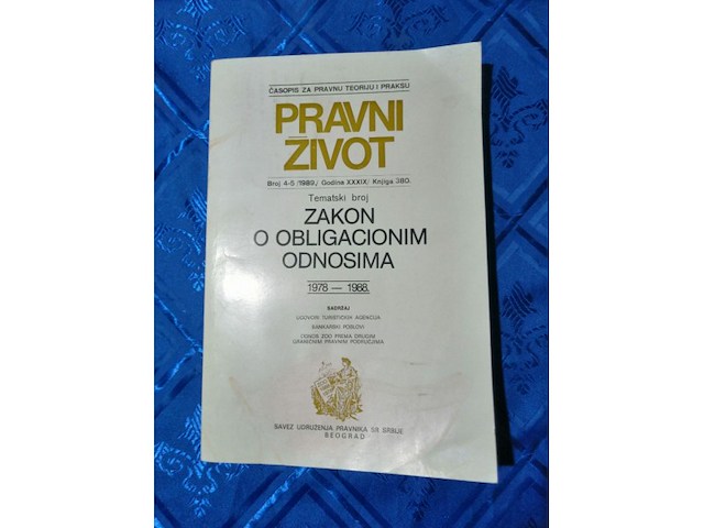 PRAVNI ŽIVOT broj 4-5 /1989./ knjiga 380.