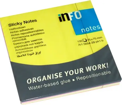 Samolepljivi blokčići 75×75, brilliant mix 4×25 Info Notes