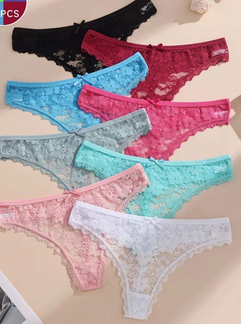 Ženske čipkaste gaćice – set u više boja - Model: tangice/briefs sa