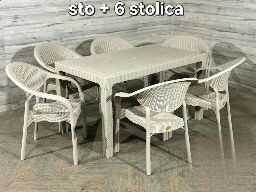 Baštenski set: sto + 6 stolica - Komplet sadrži pravougaoni sto i