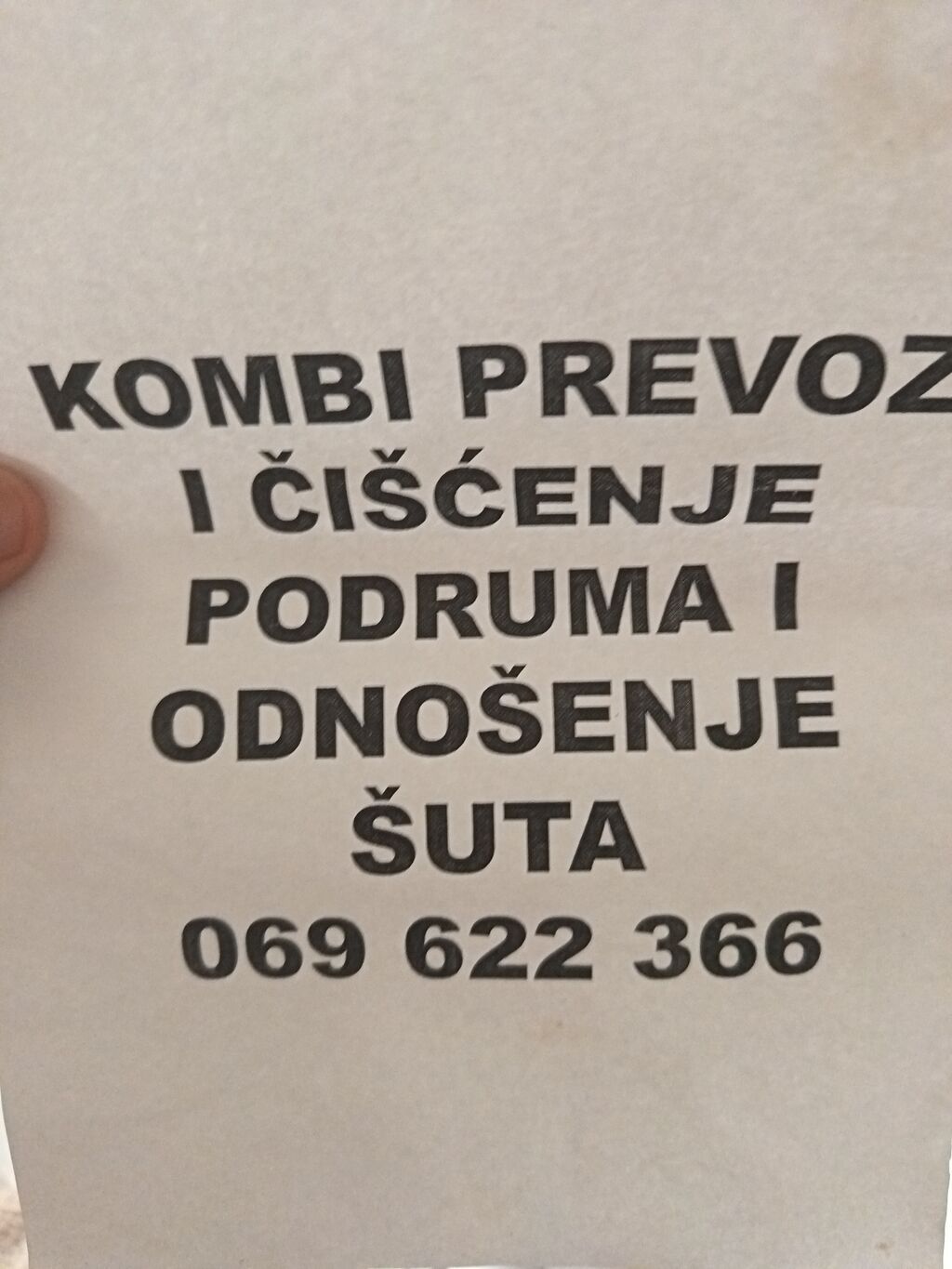 Usluge kombi prevoza i terenskih radova: - Kombi transport stvari