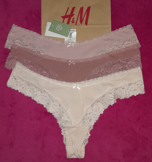 H&M 3kom nude,roze brazilke pamuk NOVO!%