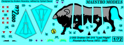 DISCONTINUED Maestro Models D7204 J35S Draken DK-215 Last flight