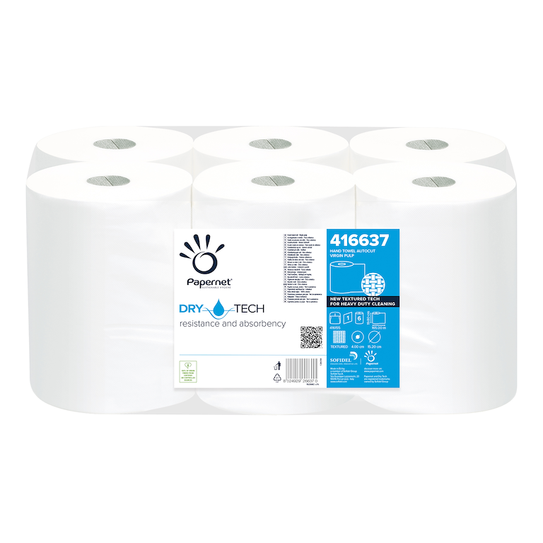 Ubrus u rolni DryTech 165 m Autocut, PAPERNET, 1-sl, 6 rolni