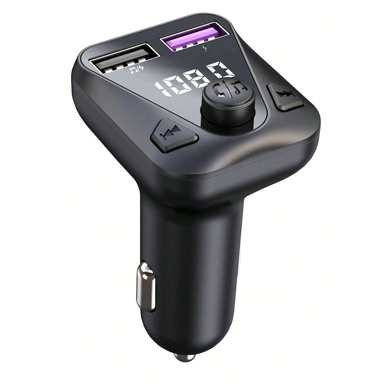 FM transmiter C43 USB, QC 3.0 Bluetooth 5.0, Handsfree slušalice crni