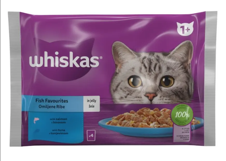 WHISKAS Vlažna hrana za mačke, Riba, 4 x 85 g