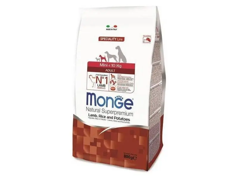 MONGE Hrana za štence telesne težine manje od 10 kg Puppy&Junior Lamb&Rice, 800g