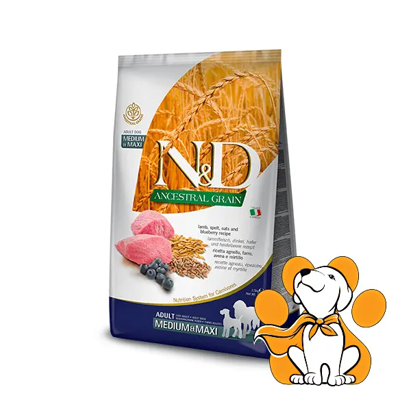 N&D Suva hrana za pse Ancestral Grain Medium/Maxi Jagnjetina i Borovnica 12kg
