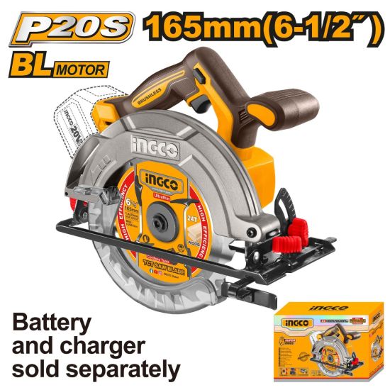 Akumulatroska kružna testera-cirkular 165mm Solo; 20V Super INGCO CSLI1652