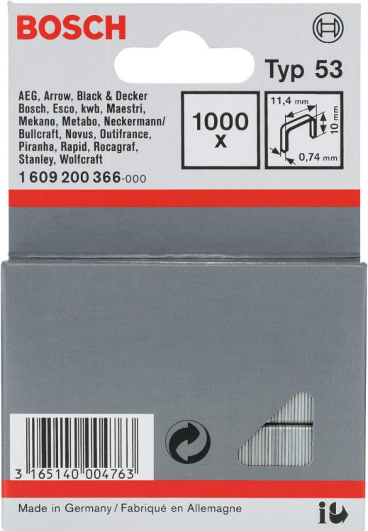 Bosch spajalica od tanke žice tip 53 11,4 x 0,74 x 10 mm 1000kom - 1609200366