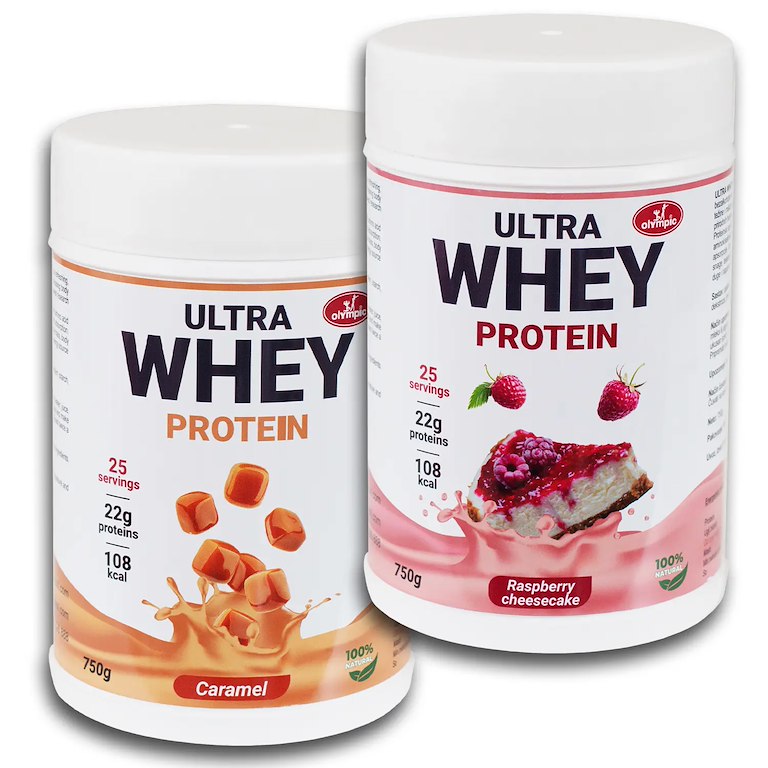 Olympic Ultra Whey Protein Cheesecake malina i Karamela, 750g, 2 komada