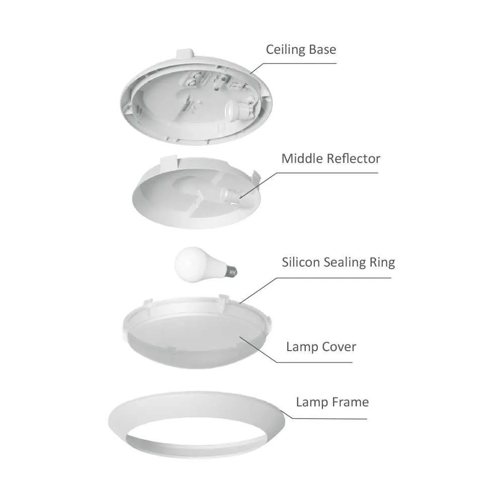 NAPOLI D270 1xE27 PC SNS BELA IP65 CEILING LIGH