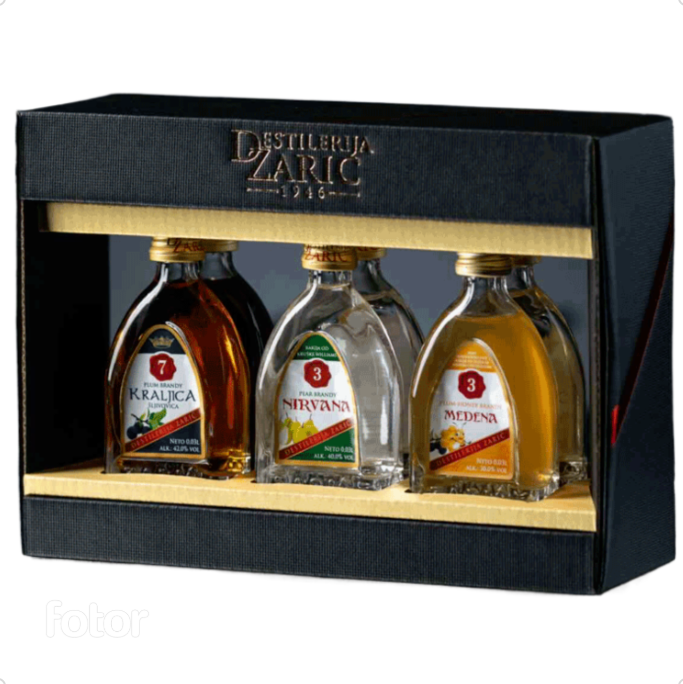 Rakija Zarić – mini lux pakovanje 3/1 0,05l