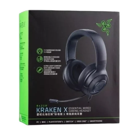 RAZER KRAKEN X ESSENTIAL WIRED GAMING HEADSET -7.1 SURROUND SOUND – ULTRA LIGHT | BLACK