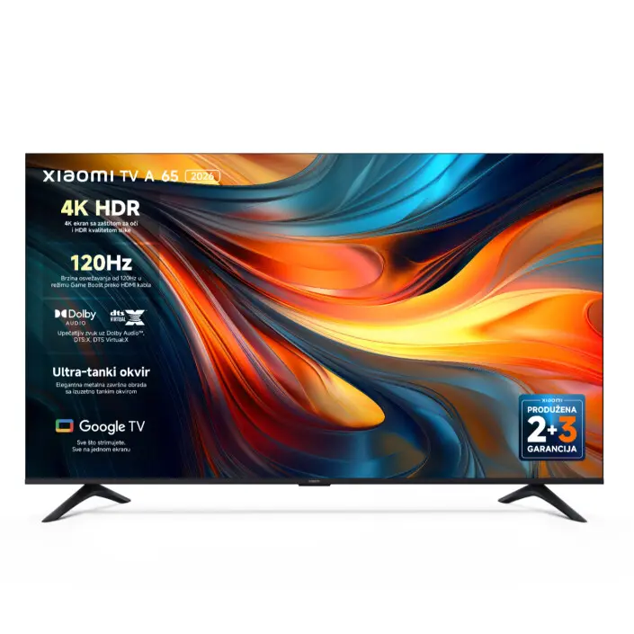 Xiaomi Televizor A65 65", 4K UHD, Google TV, 2026, Crni