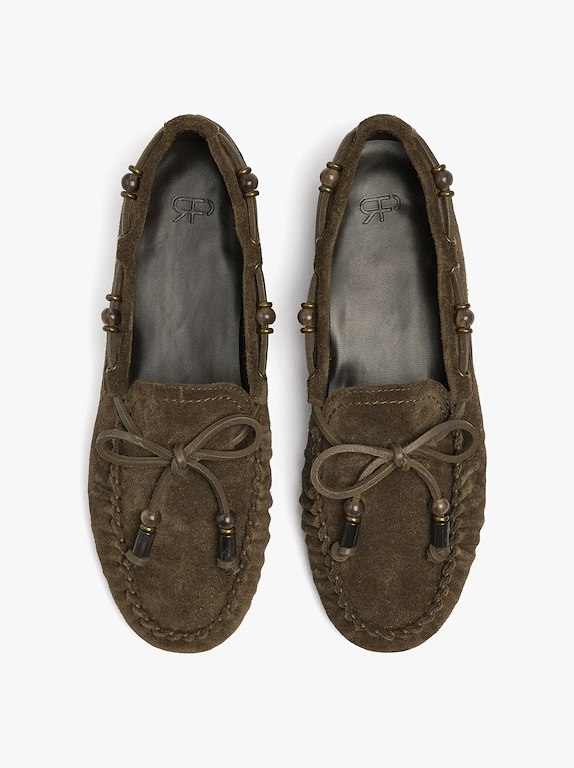 LEATHER MOCCASINS WITH BOW