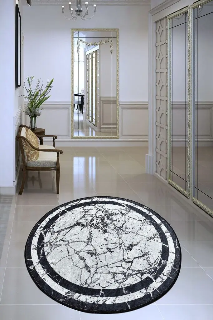 Conceptum Hypnose Tepih Marmor, O100cm, Crno-beli
