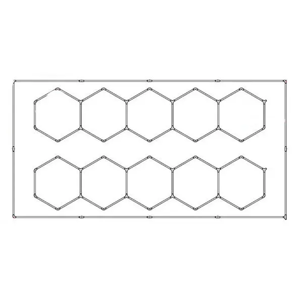 XLED Šestougaona LED plafonjera, 10 glava, 632W, 6500K, 100-110 lm/W, 484.5x243cm