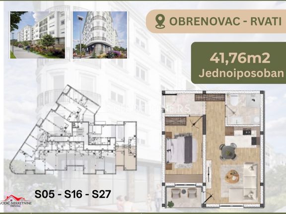 Jednoiposoban stan u izgradnji, 41.76m², II sprat, Obrenovac-Rvati, 82.685€