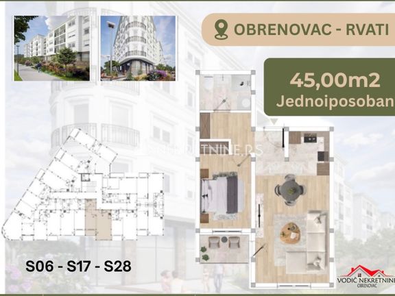 Jednoiposoban stan u izgradnji, 45m², II sprat, Obrenovac-Rvati, 89.100€