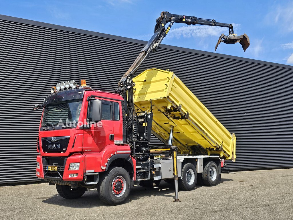 MAN TGS 33.480 / 6x6 / 2-SIDE TIPPER / PALFINGER Z CRANE kiper