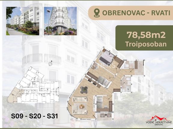Troiposoban stan u izgradnji, 78.58m², II sprat, Obrenovac-Rvati, 155.588€