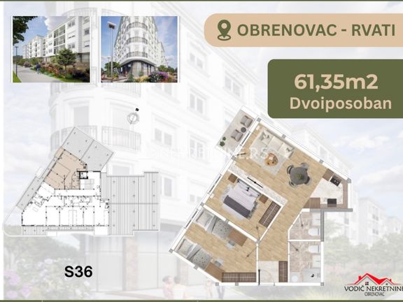 Dvoiposoban stan u izgradnji, 61.35m², PK, Obrenovac-Rvati, 121.473€