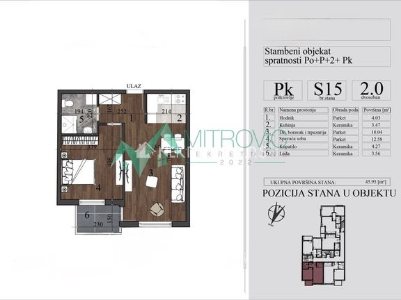 Stan,NOVI SAD,DETELINARA NOVA,kv: 45.95, € 137250, ID: 1003810