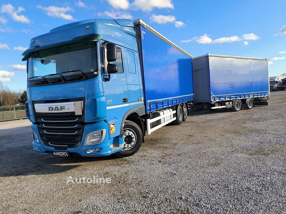DAF XF 460/ Tandem / Zestaw przestrzeny + przyczepa / Sprowadzony kamion sa klizna zavesa cerada + prikolica sa kliznom ceradom