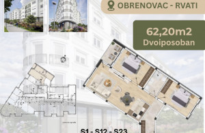 Dvoiposoban stan u izgradnji, 62.20m², I sprat, Obrenovac-Rvati, 123.156€