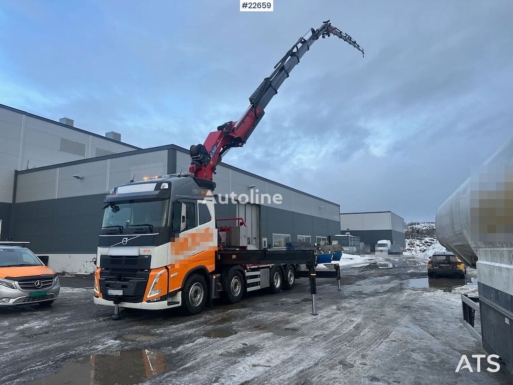 Volvo FH kranbil 8x2 m/ 95 t/m kran, jibb og vinsj, 100% frontlabb og kamion platforma