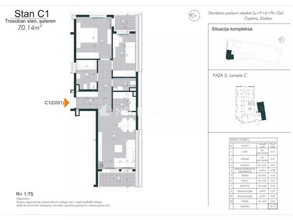 Prodaja, stan trosoban, Čajetina Čajetina