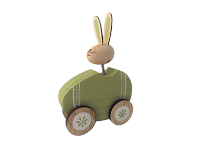 Uskršnja dekoracija - Rabbit In Egg Car, 13 cm