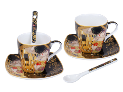 Šolje sa tacnom i kašičicama set 2 Espresso - Klimt, Kiss