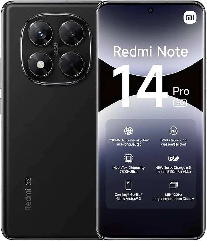 Xiaomi Refabrikovani mobilni telefon Redmi Note 14 Pro 5G, 6.67", 2712 x 1220, 120 Hz, 200 MP, 16 MP, 6/128GB, Crni