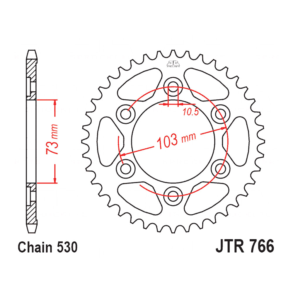 Zadnji lančanik JT JTR766-43 (530) 43 zuba