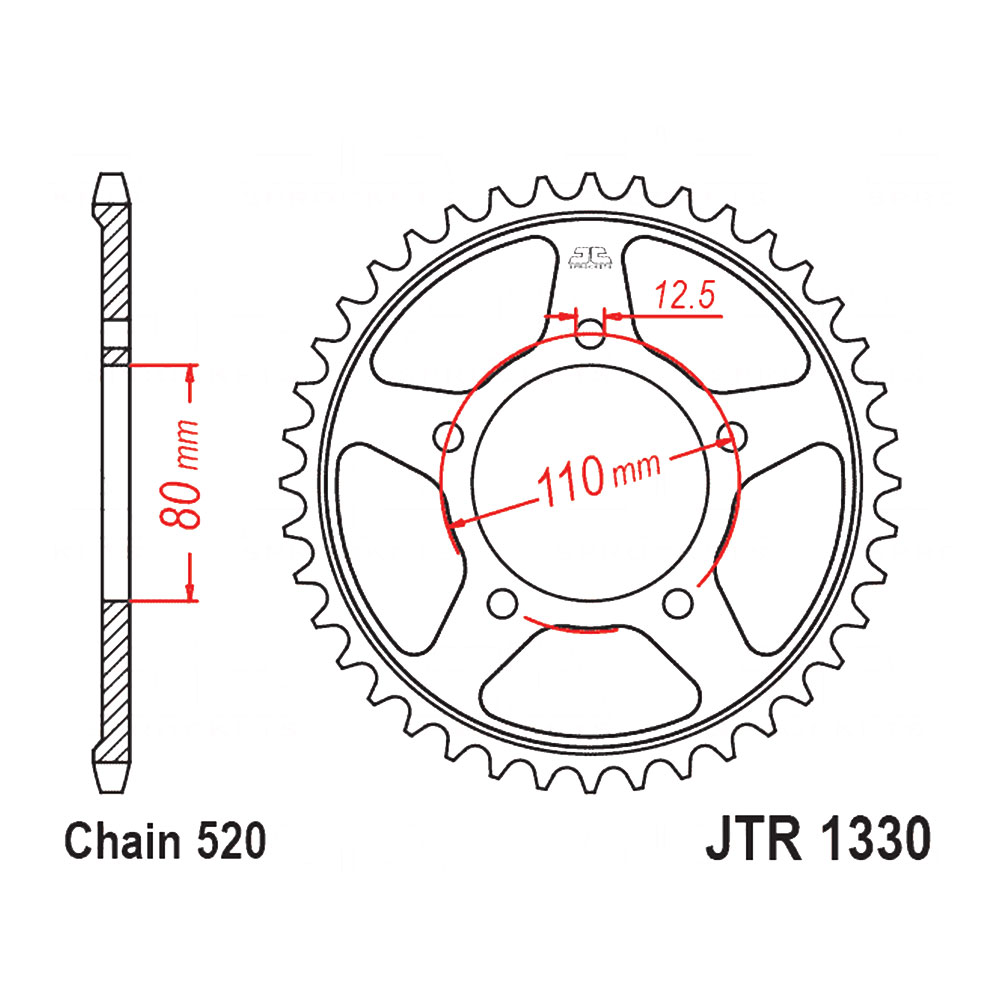 Zadnji lančanik JT JTR1330-45ZBK (520) 45 zuba