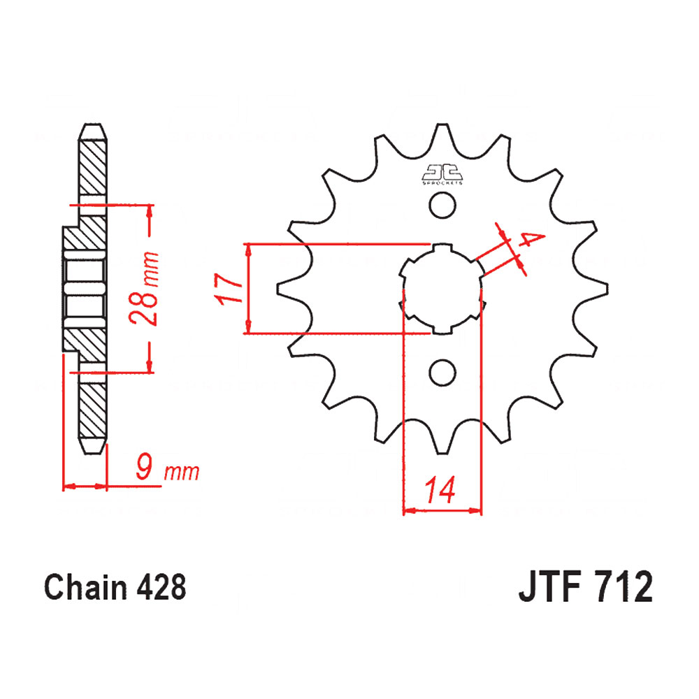 Prednji lančanik JT JTF712-13 (428) 13 zuba