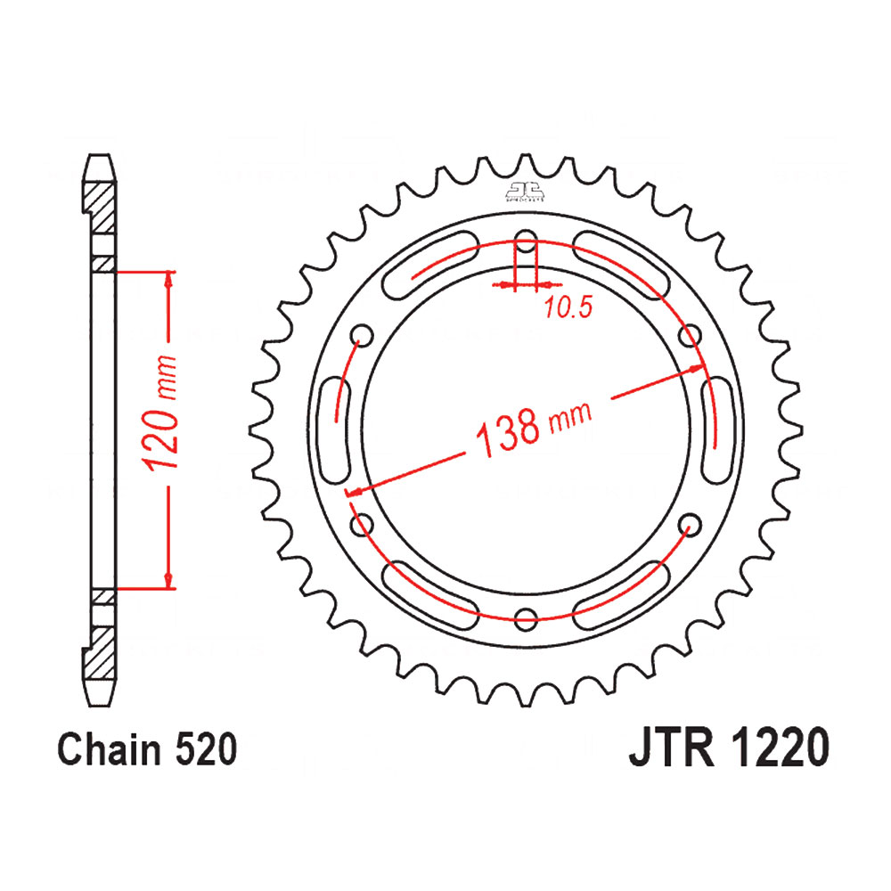 Zadnji lančanik JT JTR1220-38 (520) 38 zuba