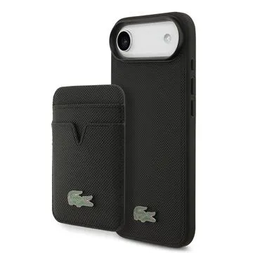 IPHONE AIR LACOSTE ICONIC PETIT PIQUE MAGSAFE CASE & MAGNETIC CARD HOLDER - BLACK
