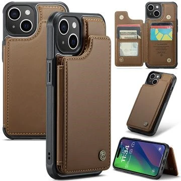 IPHONE 15 PLUS CASEME C22 CASE RFID CARD WALLET - BROWN