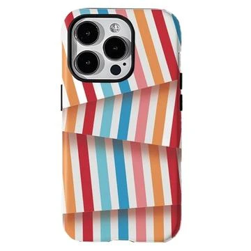 IPHONE 15 PRO STRIPES DETACHABLE 2-IN-1 HYBRID CASE - RAINBOW