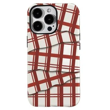 IPHONE 15 PRO STRIPES DETACHABLE 2-IN-1 HYBRID CASE - RED / WHITE
