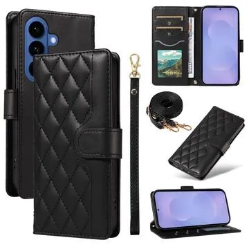 SAMSUNG GALAXY S26 LUXURY QUILTED WALLET CASE - BLACK