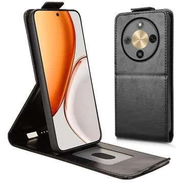 HONOR X70/X9D/MAGIC8 LITE VERTICAL FLIP CASE WITH STAND - BLACK