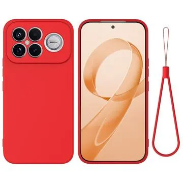XIAOMI REDMI K90 PRO MAX/POCO F8 ULTRA LIQUID SILICONE CASE WITH HAND STRAP - RED