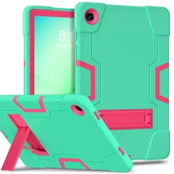 SAMSUNG GALAXY TAB A11+ ROBOT STYLE HYBRID CASE WITH KICKSTAND - MINT / HOT PINK