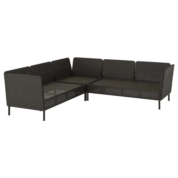 Modularna ugaona sofa za 4 osobe, napolju/plastični ratan tamnosiva
